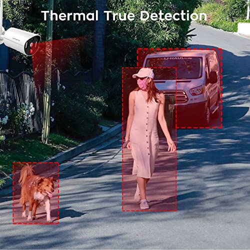 Thermal True Detection XMARTO Prime 10CH 2K HD Wireless Security Camera System 24/7 w. Human/pet/Vehicle Detect,Color Night Vision,2-Way Audio and 2TB HDD (Smart Lights & Siren,WPS2K84-2TB Plug-in)
