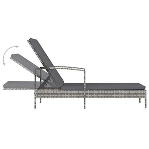 MBFLUUML Outdoor Lounge Chair, Sun Lounger with armrests Polyethylene Rattan Grey, Suitable for Outdoor situations Such as terraces, Poolside, Backyard, etc.