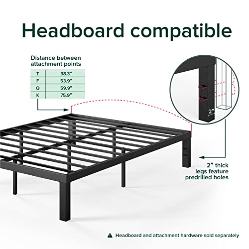 ZINUS Luis 14 Inch QuickLock Metal Platform Bed Frame / Mattress Foundation with Steel Slat Support / No Box Spring Needed / Easy Assembly, Queen