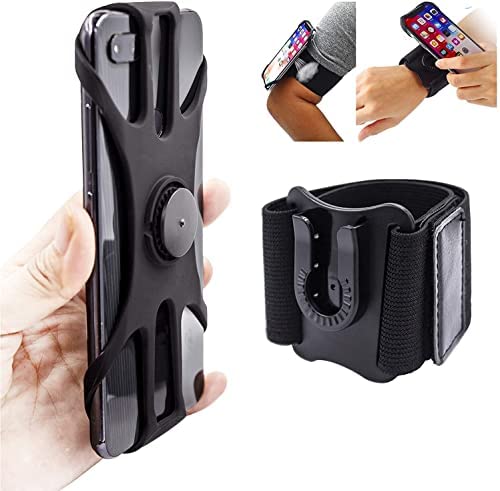 BATTPIT Running Armband for iPhone 12 Pro 11 Pro Max X XR XS 8 7 6 6s Plus, Galaxy S20 S10 S9 Plus, Note 20/10/9/8, 360°Rotatable with Key Holder Phone Armband for Hiking Biking Walking(Black)
