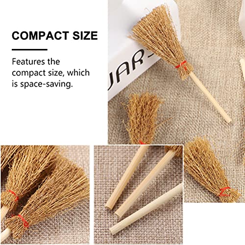 COHEALI Mini Broomsticks Cinnamon Broomstick 24pcs Practical Small Broom Natural Palm Mini Broom Decorations with Red Rope Household Broom Decoration Miniatures for Crafts Mini Witches Broomsticks