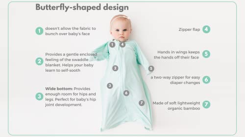 Transition Swaddle - Baby Wearable Blanket - Baby Sleep Sack with 2-Way Zipper - 95% Bamboo Viscose Fiber/5% Spandex - TOG 0.5 - Cozy Sleep Wrap designed by a pediatric (Soft Mint, Medium 6-12 Month)