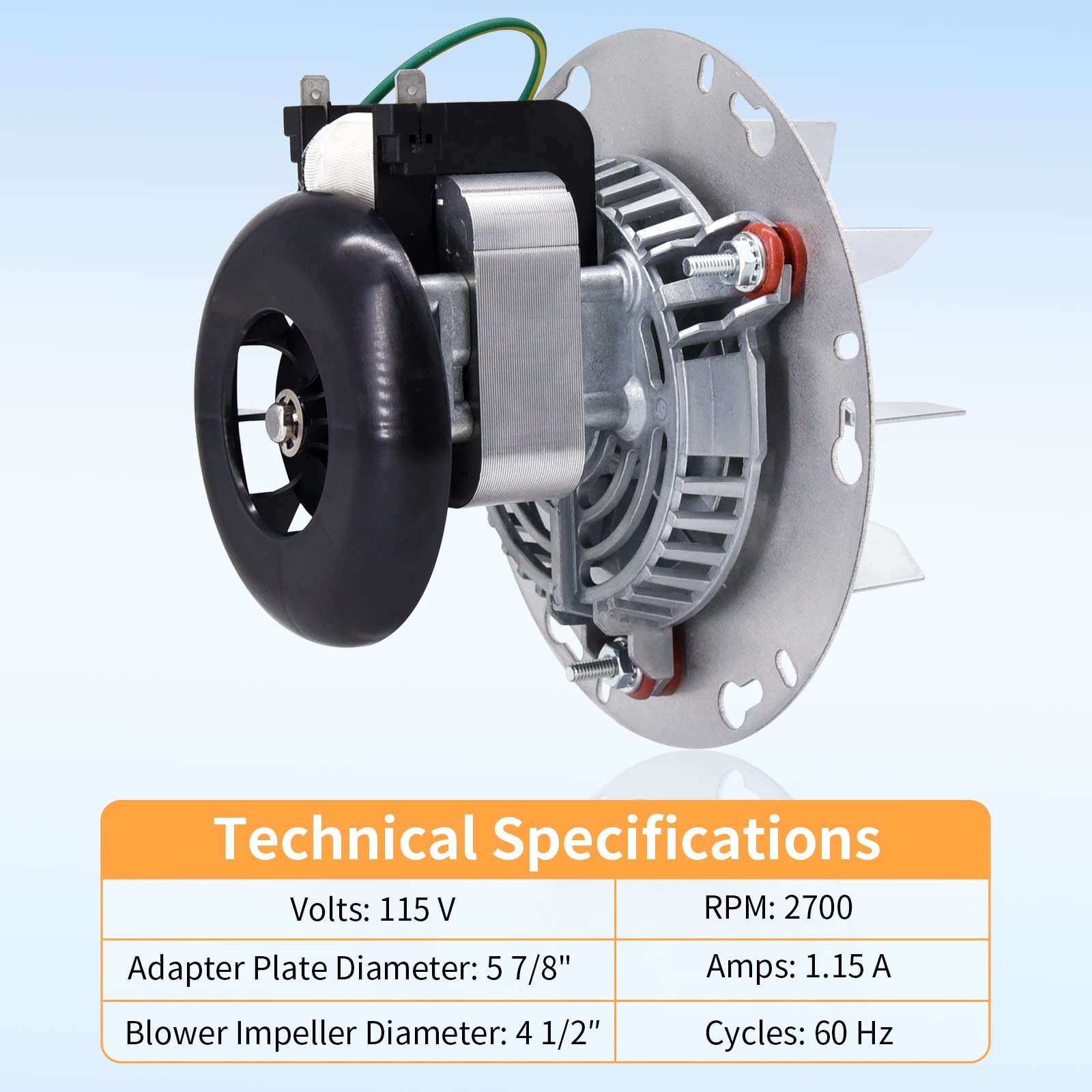 Criditpid Replacement 812-3381 Combustion Blower Motor for Quadra-Fire Classic Bay 1200, Exhaust Blower Fan for Heatilator Eco Choice CAB50, PS35, PS50 Pellet Stoves.(Without Housing)