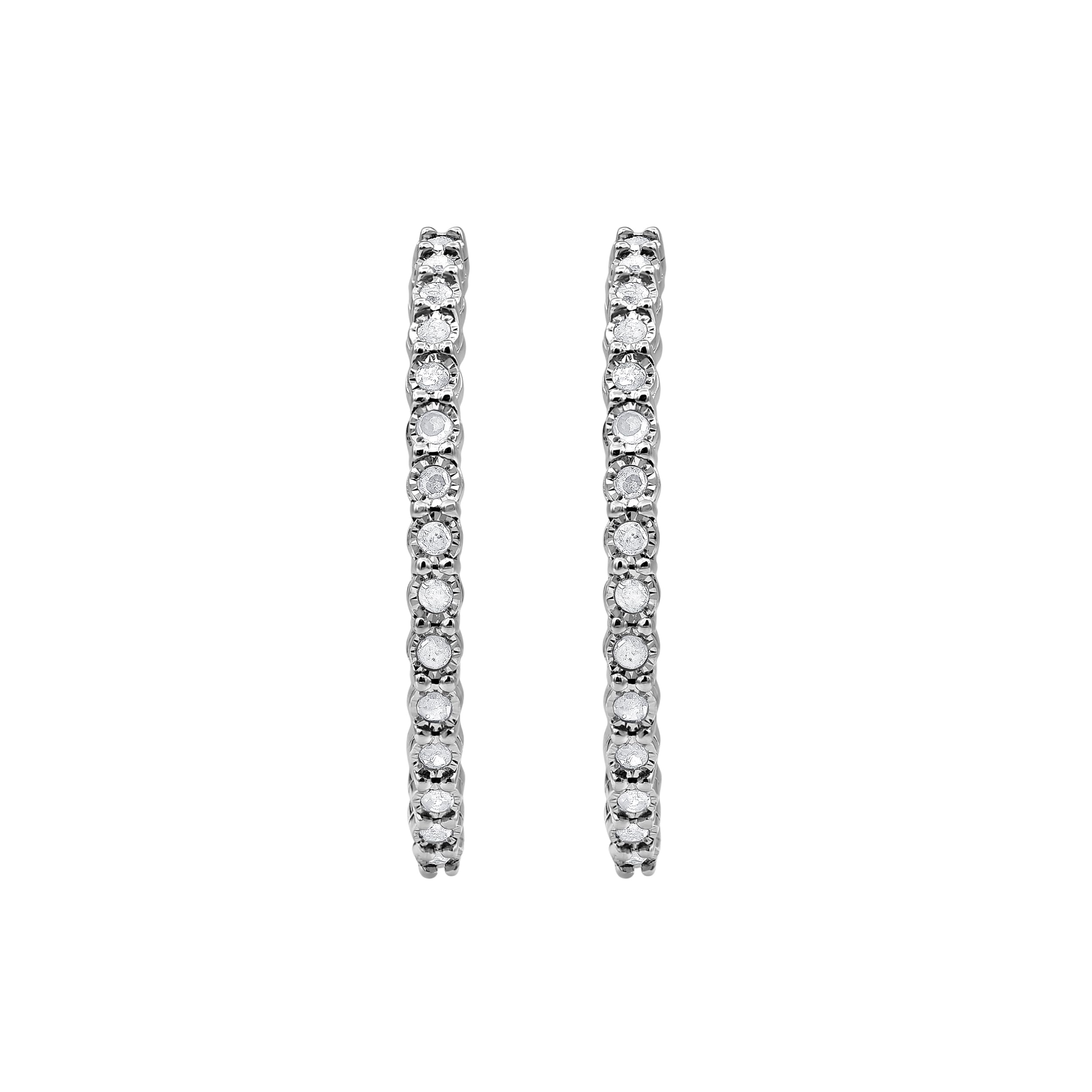 Beyond Brilliance 1 Carat Miracle-plated Inside-Out Natural Diamond Hinge-back Round Hoop Earrings in Sterling Silver | Fine Jewelry for Women| Gift Box Included…