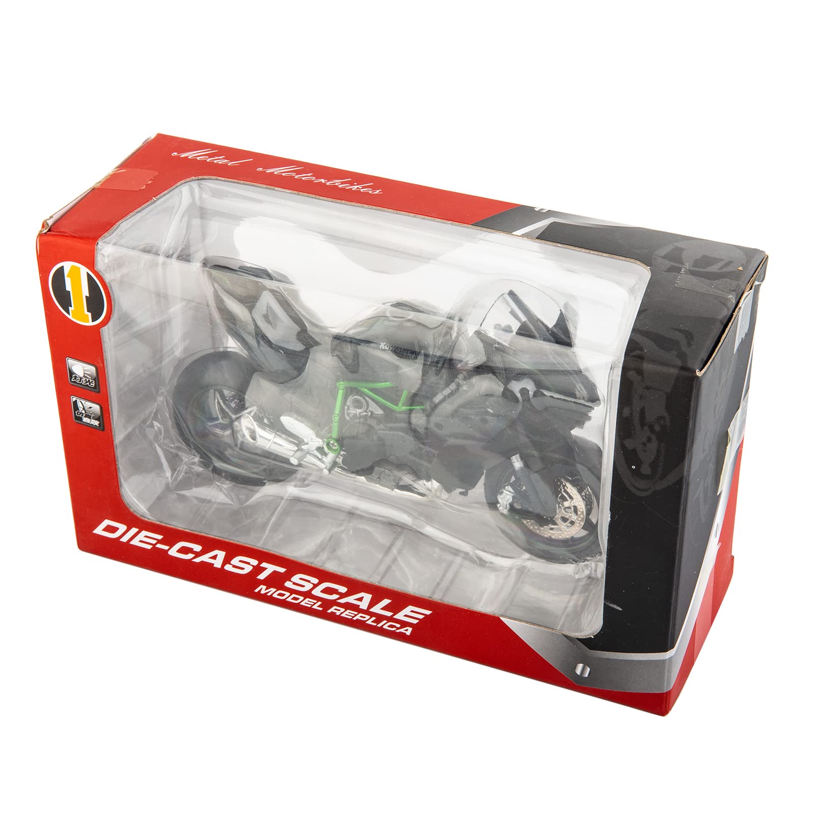 BDTCTK Compatible for 1:12 Kawasaki Ninja H2R Motorcycle Model,Model Motorcycle, Suspension and Free Roller, Toy Car, Motorcycle Collection, Gift Black