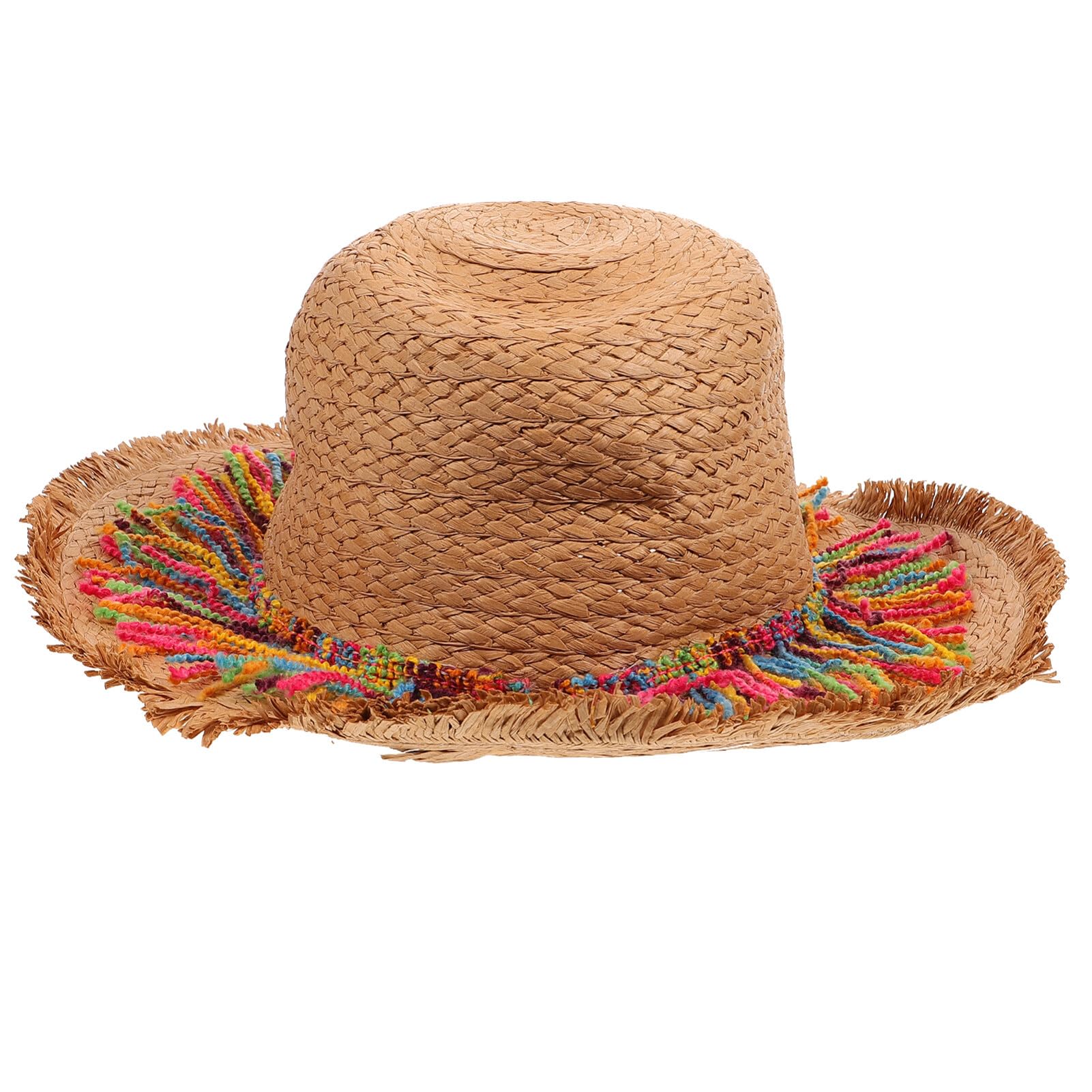 Beach Hat Stylish Sun Block Hat Colorful Tassel Straw Hat Sun Protection Hat Daily Dress