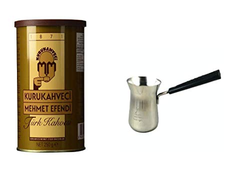 Mehmet Efendi Turkish Coffee 8.8oz w/ Stainless Steel Coffee Pot