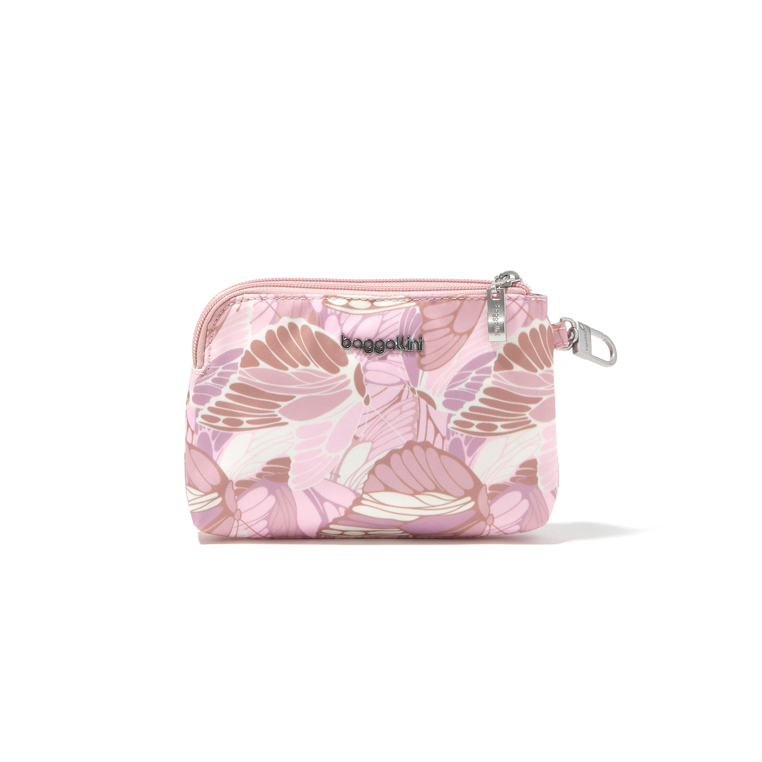 Baggallini Womens On The Go Daily RFID Pouch, Pink Butterfly Print