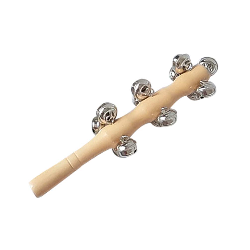 NUOBESTY Wooden Jingle Bells, 1pc Hand Jingle Bells Wood Jingle Bells Wood Handle Musical Bells Jingle Stick Shaker|21x5cm