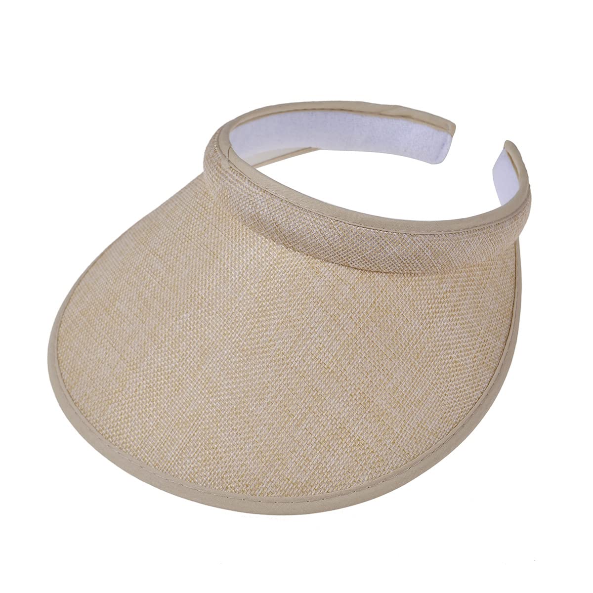 Beach Outdoor Hat, Slip-On Visor, Sun Sports Visor, Brim Clip On Visor Covered Pool Golf Straw Hat for Men Women (Beige)
