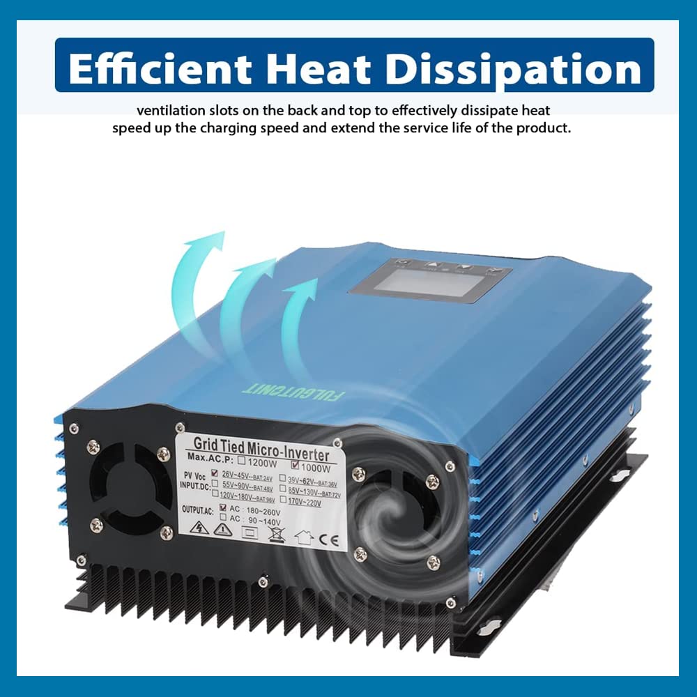 BreeRainz 1000W Solar Grid Tie Inverter with Limiter Sensor,Support 24V Battery or Solar Panel(Voc 26V~45V) Input,MPPT/Pure Sine Wave Output