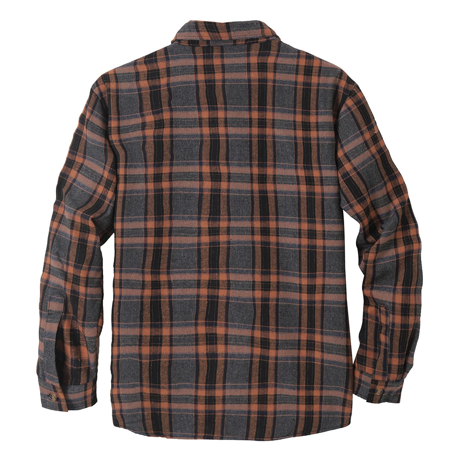 Burband Mens Long Sleeve Berber Fleece Lined Button Down Camp Flannel Shirts Brushed Cotton Thermal Sherpa Plaid Jackets, 2-brown