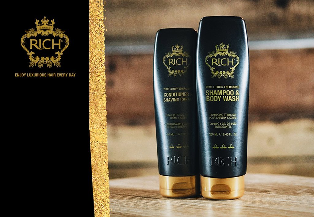 RICH Hair Care Pure Luxury Energizing Shampoo and Body Wash, 8.45 oz.