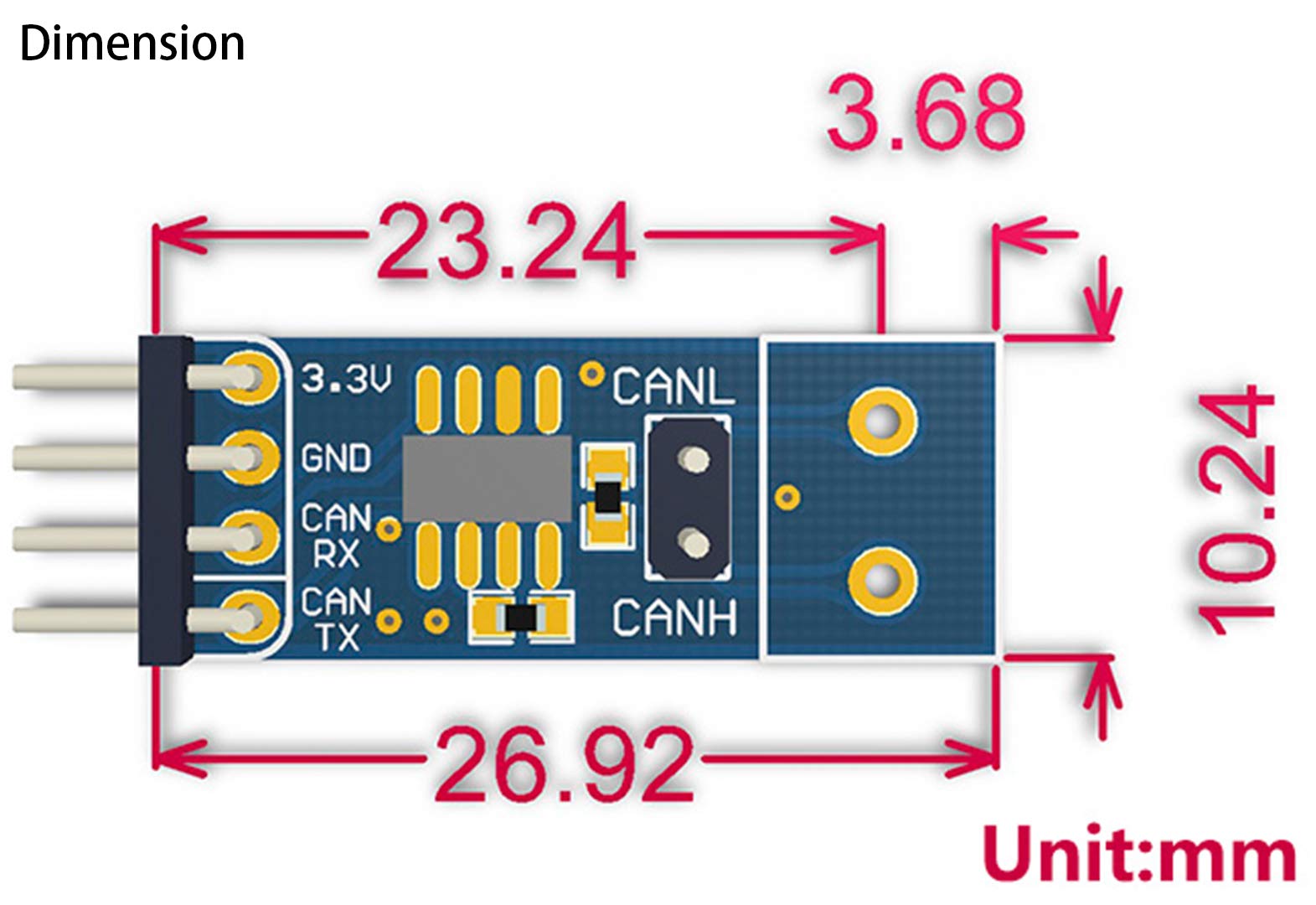 Waveshare SN65HVD230 CAN Board Connecting MCUs to CAN Network Features ESD Protection Communication Evaluation Development Board 3.3V