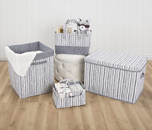 Sammy & Lou Birch Felt Toy Box; Collapsible; Gray, White; Two Handles; Hinged Lid; 22 in x 14.5 in x 15 in