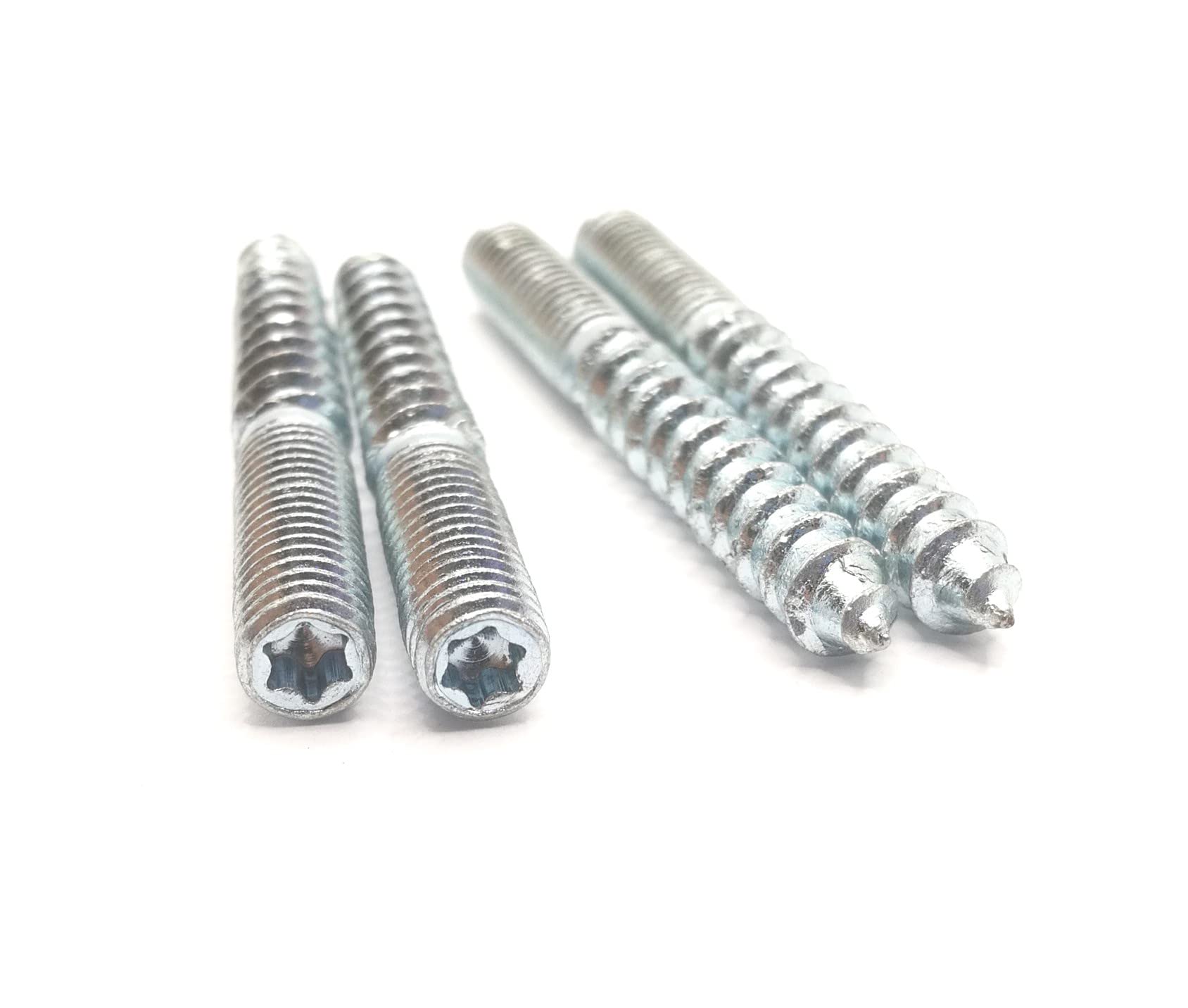 Haozheng Hanger Bolt M6x50 Silvery Double Headed Bolt Self-Tapping Screw for Furniture 12Pcs
