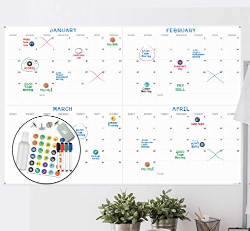 X Large Dry Erase Wall Calendar - 24"x 36" 4 Month Premium Giant Oversized Undated Erasable Deadline Task Calendar for 2023 - Jumbo Monthly Task Organizer Planner for Home, Business & Dorm Room