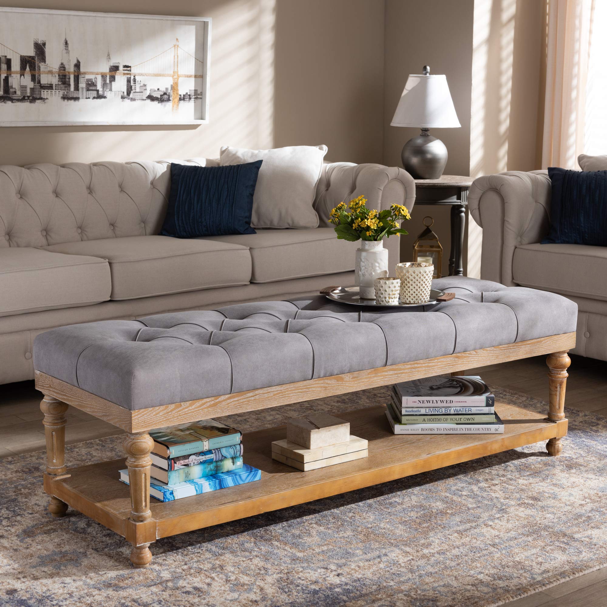 Baxton Studio Benches & Banquettes, Grey/Greywashed