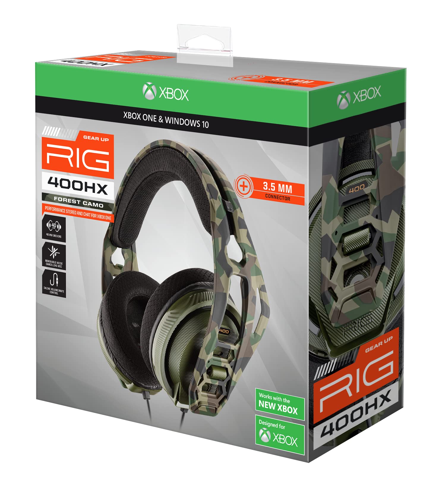 RIG 400HX Officially Licensed Xbox Gaming Headset with Removable Noise Canceling Mic for Xbox Series X, Xbox Series S, Xbox One, PS5, PS4, Nintento Switch & PC - Forest Camo