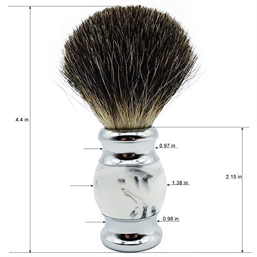 Bicrops Badger Hair Shaving Brush For Gentleman Wet Shave, Smooth Resin Best Gift For Men (Marble Teaxture)
