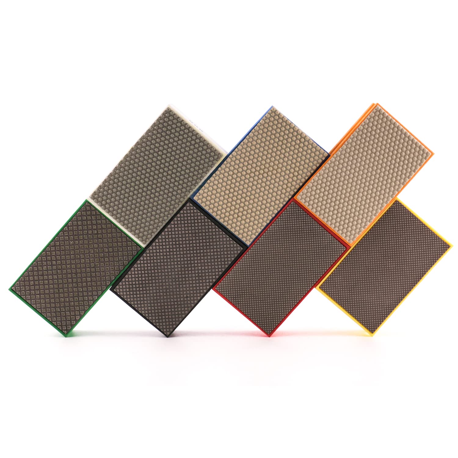 BSRTTOOL 7 PCS Diamond Hand Polishing Pads Sanding Blocks Foam Backing for Tile Stone Marble Concrete Ceramics Granite Glass Wet Dry(7PCS)