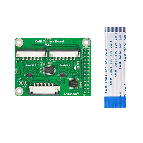 CBHIOARPD Arducam Multi Camera Adapter Module V2.2 for Raspberry Pi 4 B, 3B+, Pi 3, Pi 2, Model A/B/B+, Work with 5MP OV5647 / 8MP IMX219
