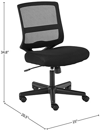 HON ValuTask Mid-Back Mesh Task Chair, Armless Black Mesh Computer Chair (HVL206)