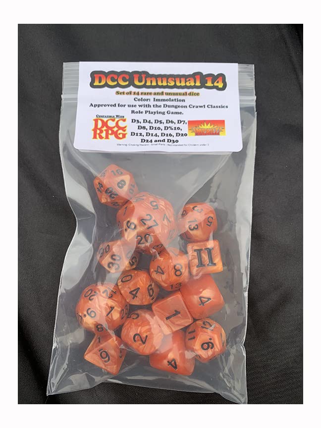 Immolation - 14 Unusual Dice Set Approved for Use with Dungeon Crawl Classics - DCC - Unleashed Arcana…