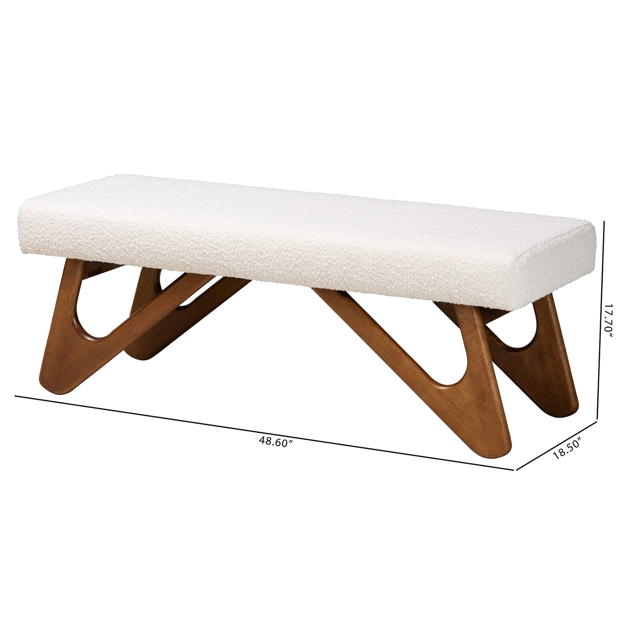 Baxton Studio Rika Benche & Banquette, One Size, White/Walnut Brown