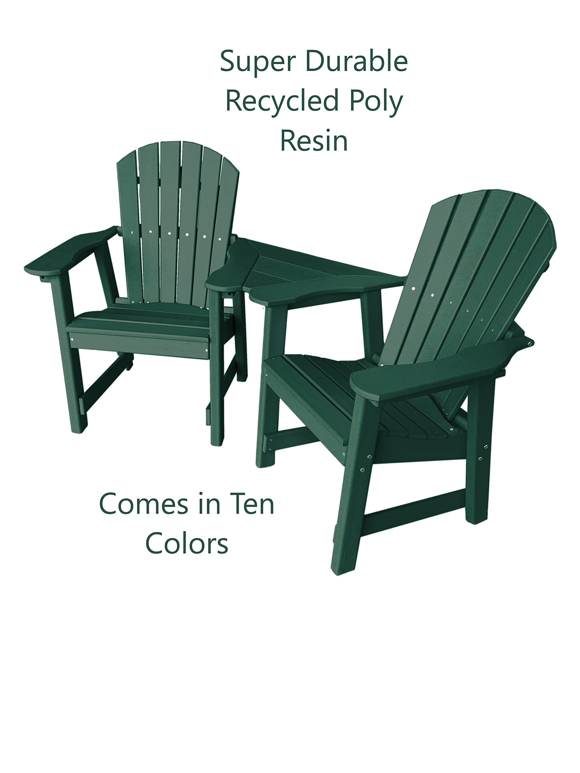 Phat Tommy 2 Chair Dining Table Set - Poly Outdoor Furniture - Small Patio Dining Set for Apartment Balcony Furniture, Recycled Poly Lumber Chairs and Table, Green