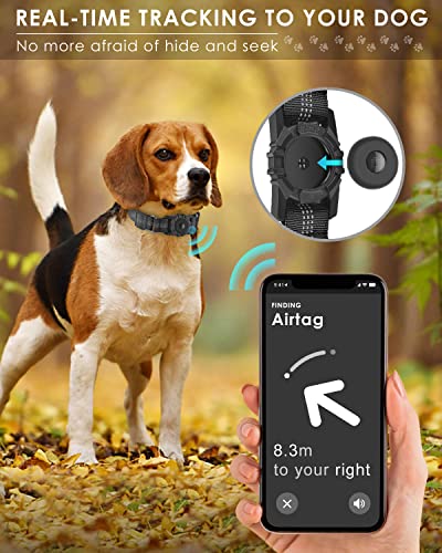 KATUMO AirTag Dog Collar, Reflective Dog Collar for Apple AirTag, Adjustable Soft Nylon Pet Collars with AirTag Holder for Medium Dogs (M, Black)
