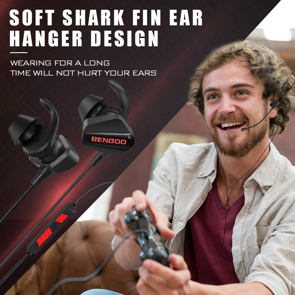 BENGOO G20 Gaming Earbuds, Gaming Bass Earbuds, Gaming Earbuds with Microphone, Gaming Earphones for PS4 PS5 PC Xbox One iPhone Super Nintendo, Wired Earbuds with Mute and Volume Control, 3.5mm Jack