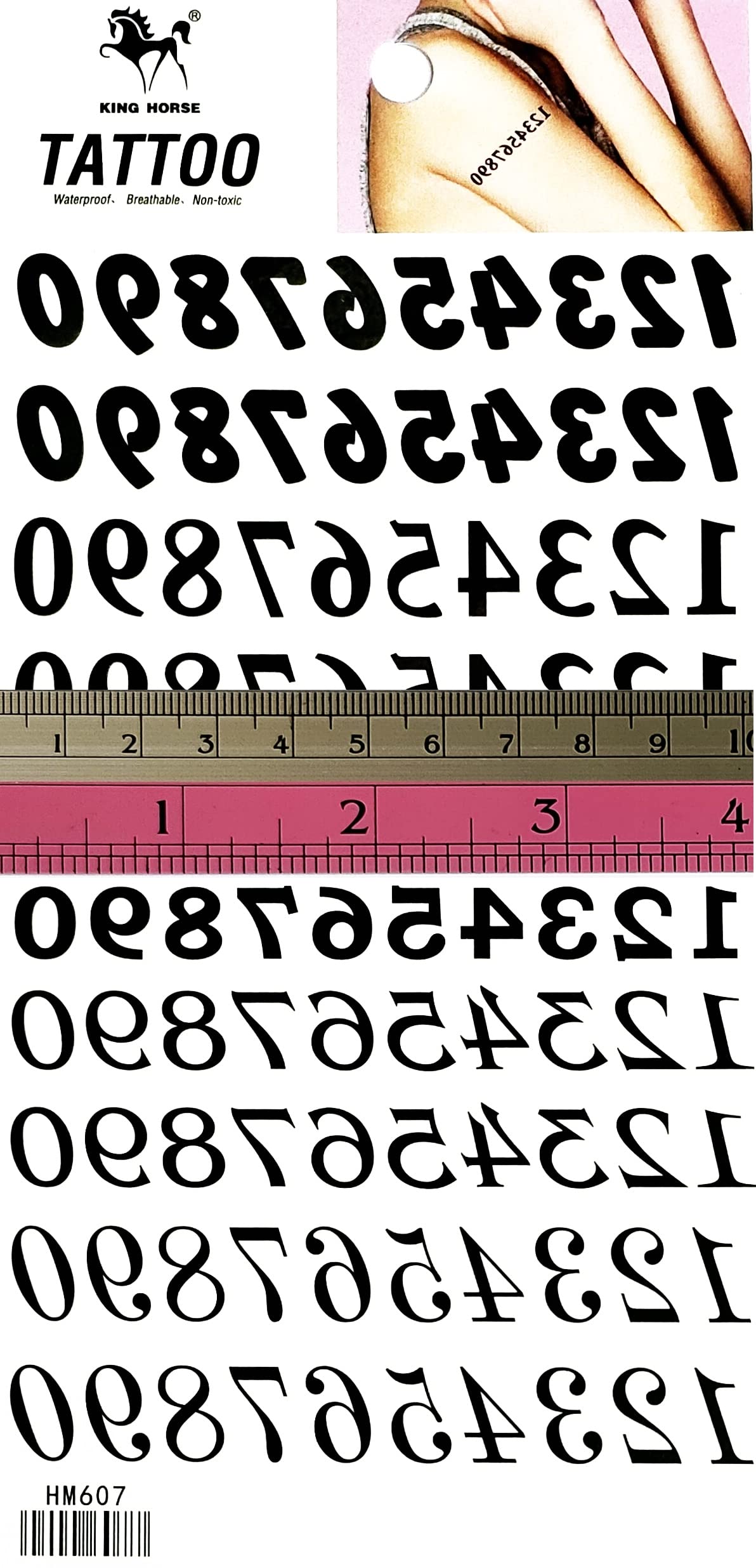Black Letter Number 0-9 Temporary Tattoos Waterproof Transfer Tattoo Sticker Quote Realistic For Men Women Design Decorations Sexy Body Fake