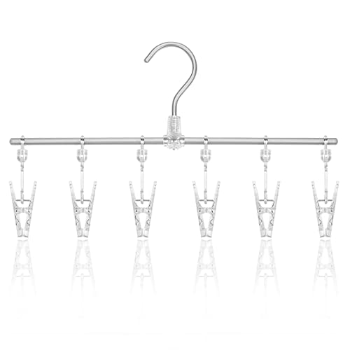 FALEJU High-Strength Aluminum Alloy Underwear and Socks Drying Rack 6 Clip Set for Drying Cap, face mask, Socks, Towels, Underwear, Diapers (White)