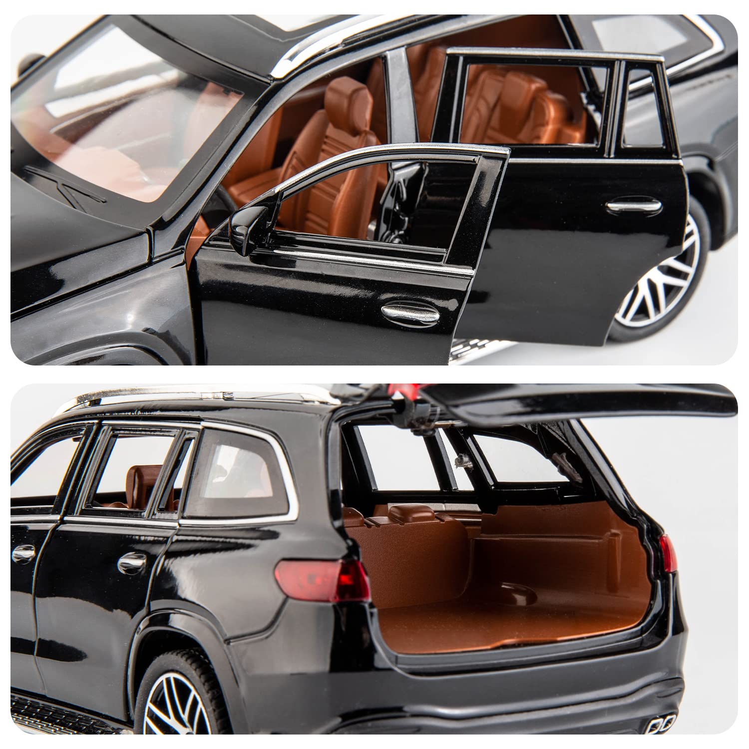 WAKAKAC Benz GLS63 AMG Model Car 1/24 Alloy Diecast Collectible Pull Back Toy Car with Light and Sound Door Can Be Opened for Kids Boys Gift (Green)
