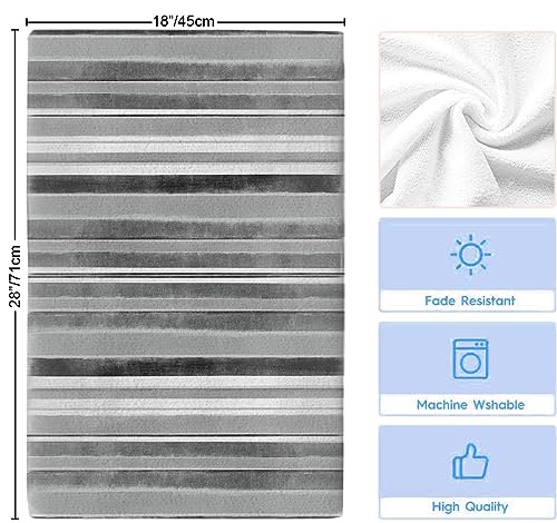 Beisseid Kitchen Dish Towels Ombre Grey Stripe Dish Cloth Fingertip Hand Towels Geometric Design Super Absorbent Soft Cotton Tea Towel 3 PCS