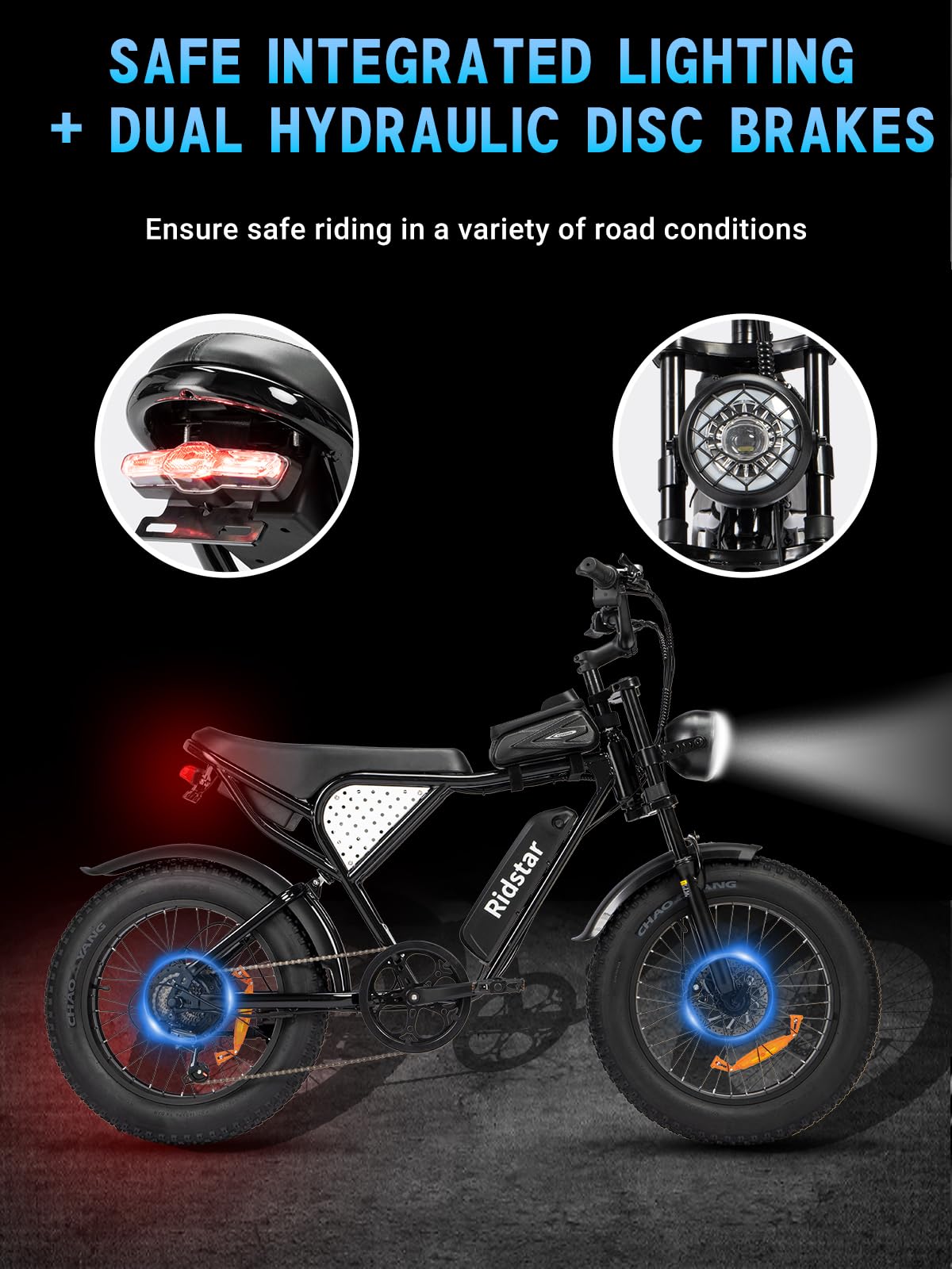 BENIFORE Electric Bike for Adults, 1000W 25MPH Electric Motorcycle, 20" Fat Tire Ebikes