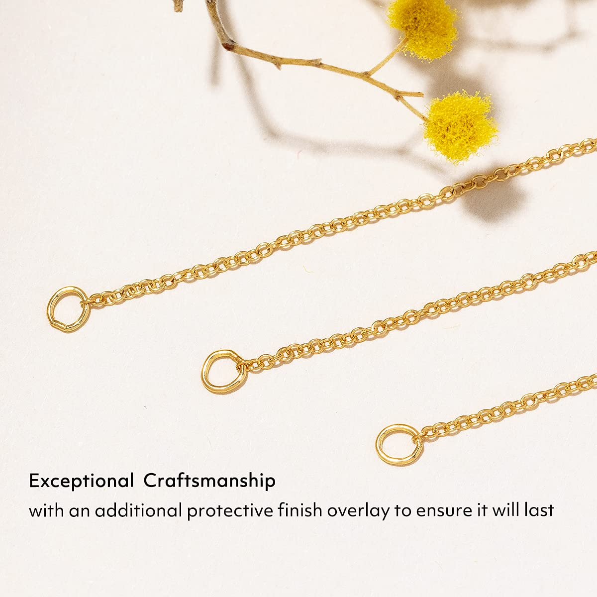 BENIQUE 14K Gold Filled Necklace Extender - Fine Chain, Durable Strong Removable, Made in USA, Set of 3 (14K Gold Filled/Set 2", 3", 4")