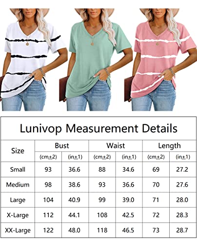 Lunivop Womens Tops V Neck Short Sleeve Tshirts Loose Solid Color Basic Tees for Summer Grey XL