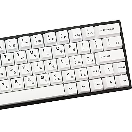 GTSP 135 Japanese White Keycaps Cherry Profile DYE-Sub with 6.25U/6U Space Bar for MX Switches TKL ALT 65% Fullsize Gaming Keyboards Minimalist