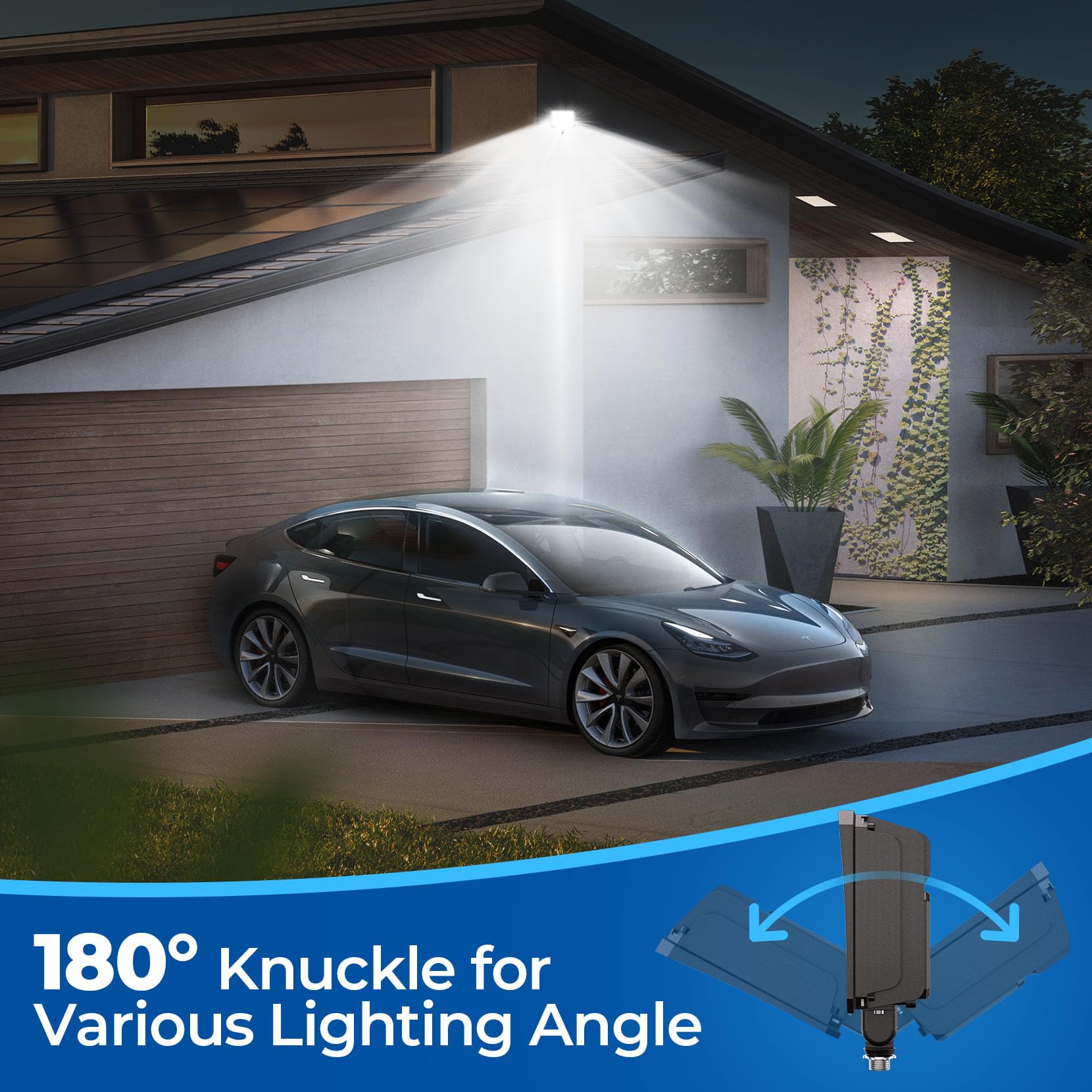 CINOTON 42W LED Barn Light Dusk to Dawn Outdoor Lighting, Black 2 Pack & 100W LED Flood Lights