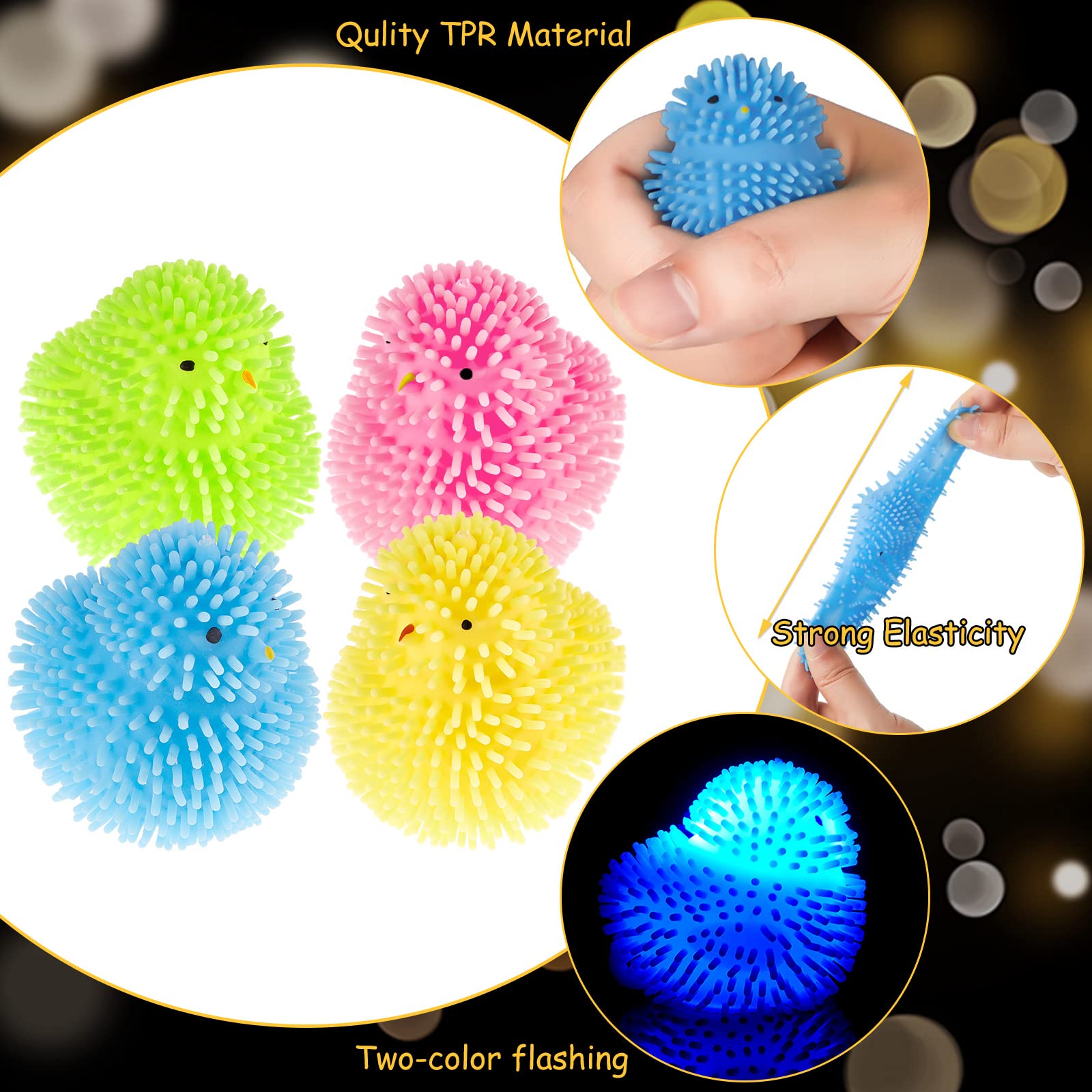 Chivao 12 Pack Halloween LED Puffer Ball Ducks Chicken Glow in The Dark Balls Small Light up Ball Funky Flashing Ducks Bathtub, Assorted Colors(Duck)
