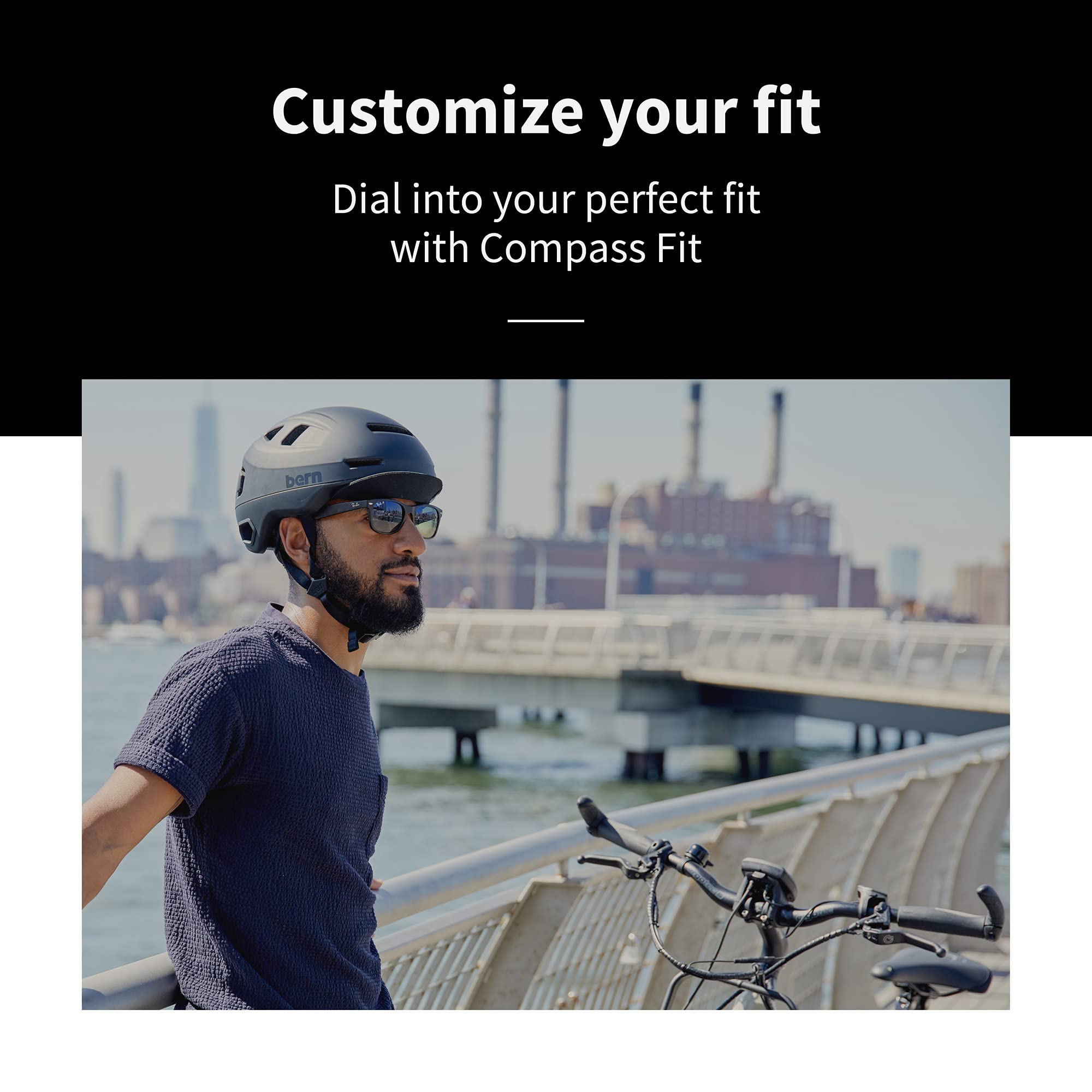 Bern Hudson Commuter Bike Helmet with MIPS, Rated for E-Bike, Integrated LED Rear Light and U-Lock Compatibility, MIPS Satin White, Large