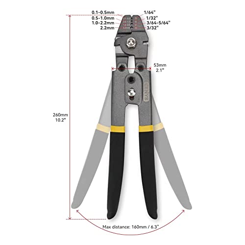 CENYB Up To 2.2mm(3/64 1/16 5/64 Inch) Teflon Coating Anti-Rust and Anti-Corrosion Wire Rope Crimper Fishing Crimping Tool