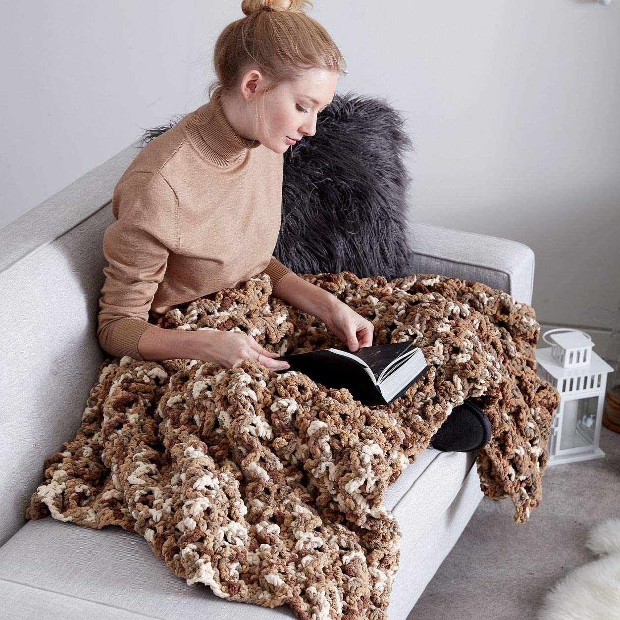 Bernat Blanket Yarn - Big Ball (10.5 oz) - 2 Pack with Patterns (Sonoma)