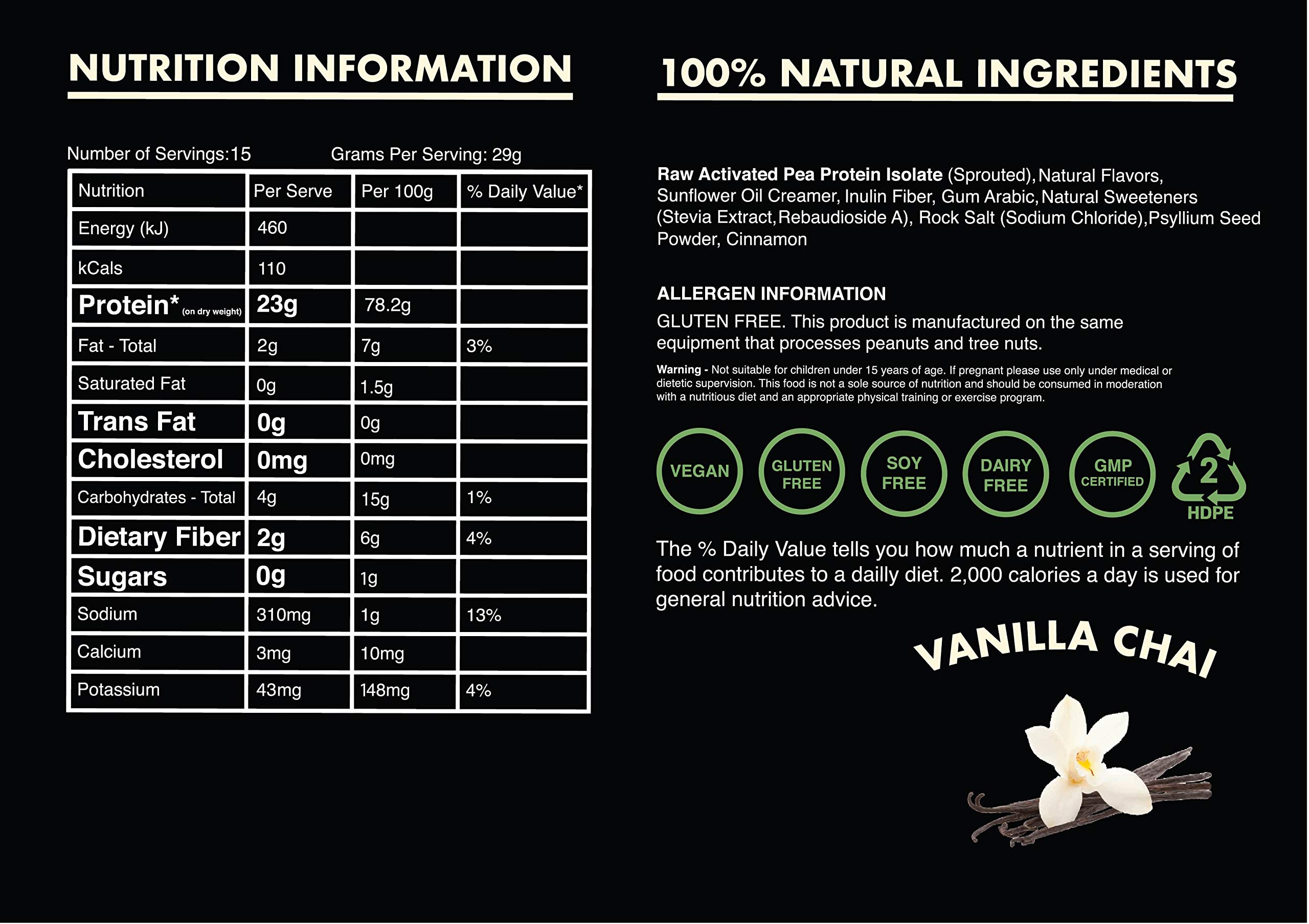 Blessed Plant Based Superfood Protein, 23g of Protein,Vegan Friendly, Vanilla Chai, 1LB Bottle