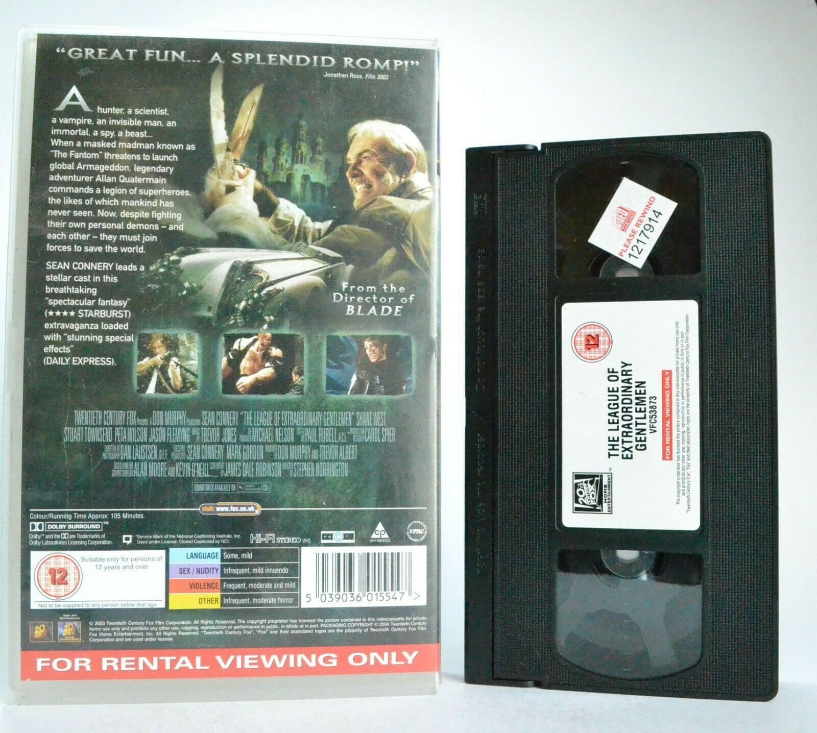 The League Of Extraordinary Gentlemen: Steampunk Film - Sean Connery - Pal VHS