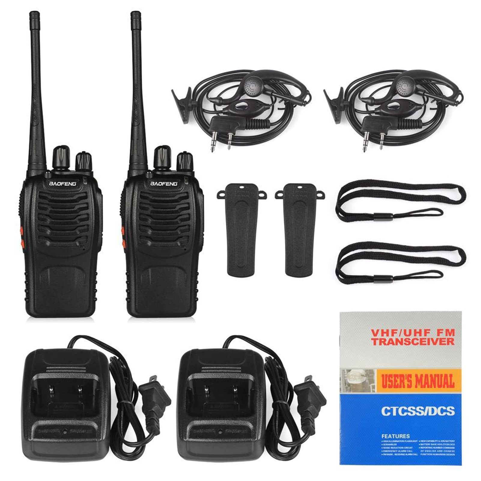 Baofeng BF-888S Walkie Talkies for Adults Long Range Rechargeable Handheld Two Way Radios with Earpieces, Flashlight, 16 Channel Work Walky Talky for Adults Team Management School Church(10 Pack)