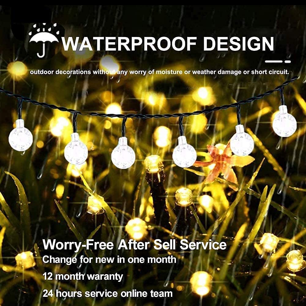 LEIORIO Outdoor Solar String Lights 7M/24Ft 50LED Solar Powered Waterproof Lights 8 Mode Indoor/Outdoor Solar String Lights for Garden,Patio Yard,Home,Parties,Wedding