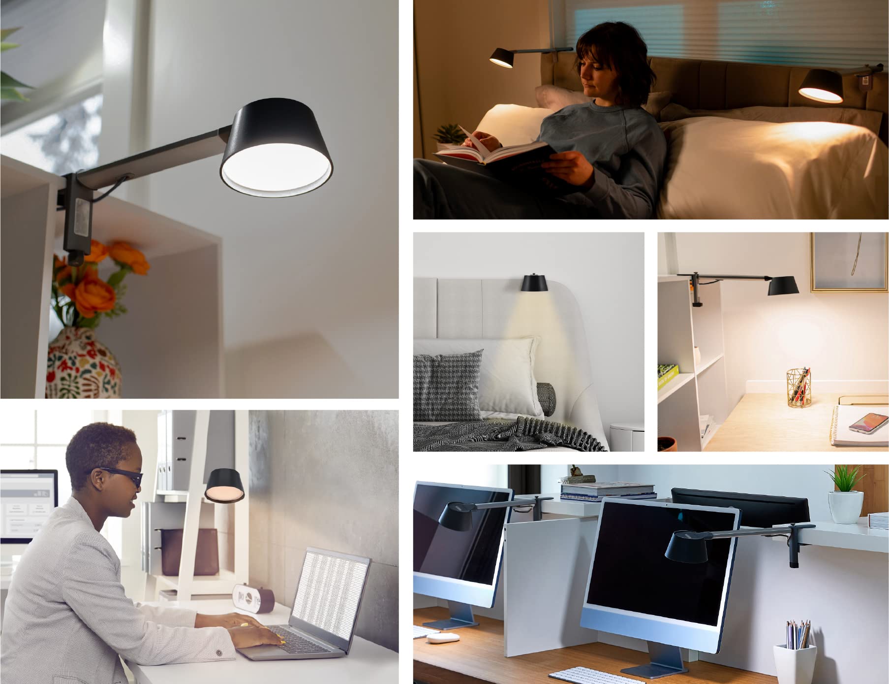 BLACK+DECKER Verve Designer LED Clamp Light, Fits Shelves, Cubicles & Headboards, True White LED + 16M RGB Colors
